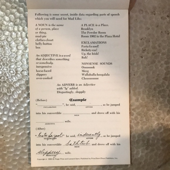 mad lib | Other | Vintage 965 Monster Mad Libs No 4 By Roger Price And ...